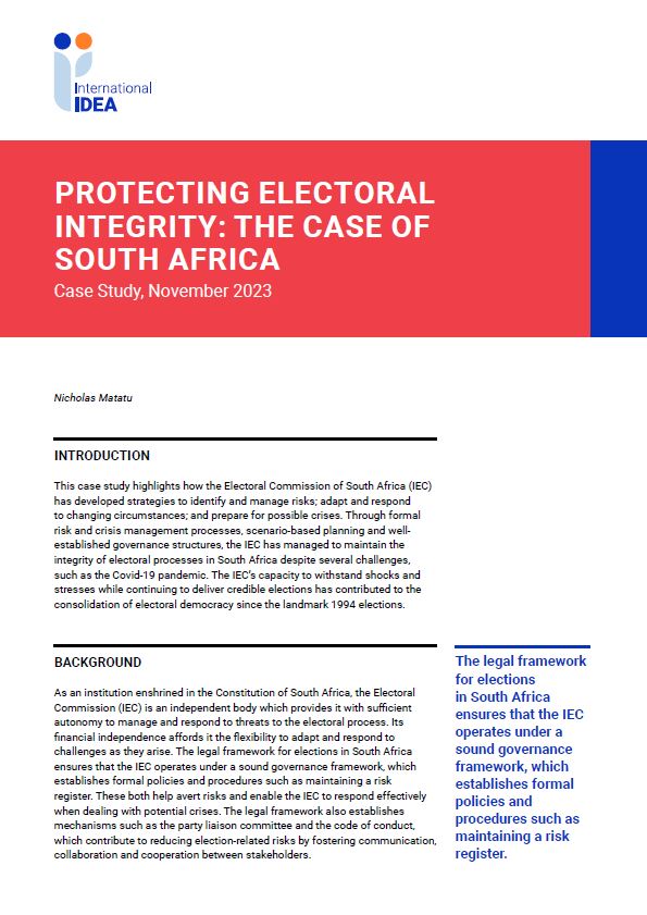 Protecting Electoral Integrity: The Case of South Africa | International IDEA